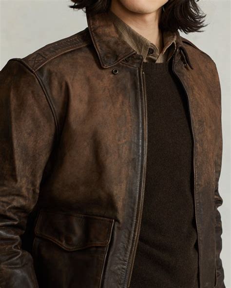 Polo Ralph Lauren Leather Bomber Jacket In Brown Endource