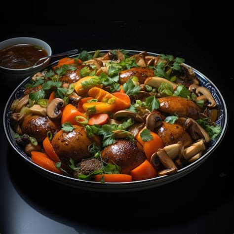 Premium Photo Moo Goo Gai Pan Sliced Chicken Stirfried With Mushrooms