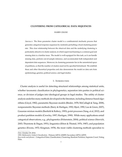 Pdf Clustering From Categorical Data Sequences