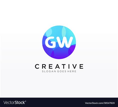 Gw Initial Logo With Colorful Circle Template Vector Image