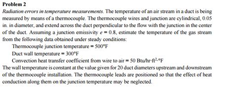 Solved Radiation Errors In Temperature Measurements The
