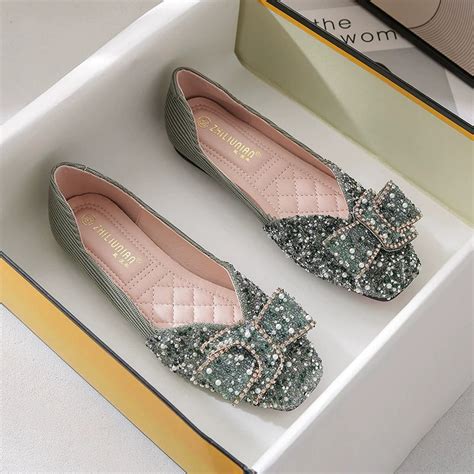 Vanccy Rhinestone Flat Bling Diamonds Bridal Shoes Vanccy
