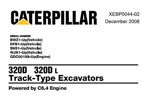 Caterpillar Cat 320d 320d L Track Type Excavator Parts Manual Bwz