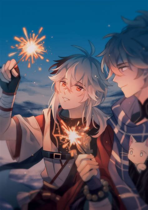Kaedehara Kazuha And Kazuhas Friend Genshin Impact Drawn By Kurolee
