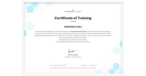 Successfully Completed The Programming With Python Training From
