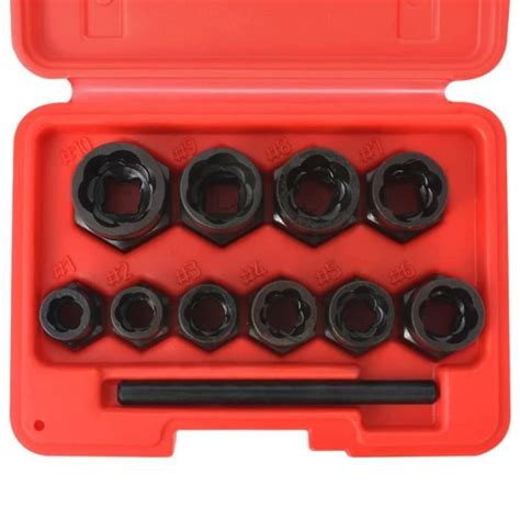 Akozon Kit d extracteur de boulons d écrous endommagés Acier 11 pcs