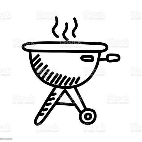 바베큐 그릴 손으로 그린 아이콘 낙서 스타일 벡터 일러스트레이션 0명에 대한 스톡 벡터 아트 및 기타 이미지 0명 고기 굽기 Istock