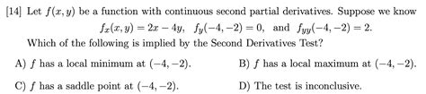 Solved 14 Let Fxy Be A Function With Continuous Second