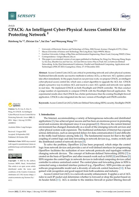 Pdf Cpack An Intelligent Cyber Physical Access Control Kit For