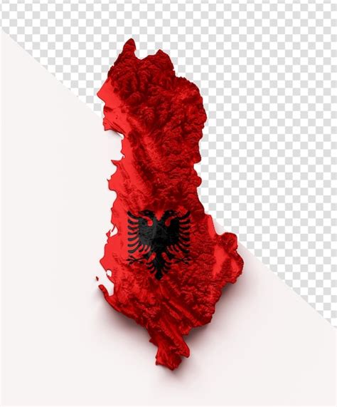 Mapa Da Albânia Relevo Sombreado Mapa De Altura Da Cor Na Ilustração 3d