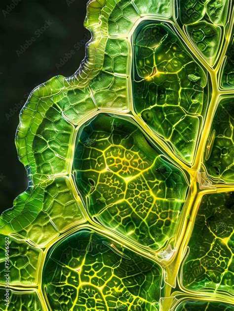 Showcase A Cross Section Of A Leaf At The Cellular Level Focusing On