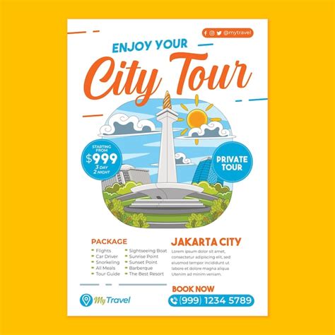 Premium Vector Jakarta City Poster Print Template In Flat Design Style