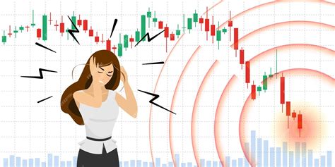 Premium Vector Panic Businesswoman On Stock Index Chart Falling And