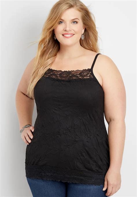 Plus Size Solid Lace Crinkle Cami Maurices
