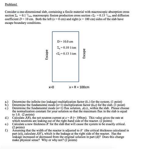 Probleml Consider A One Dimensional Slab Containing Chegg