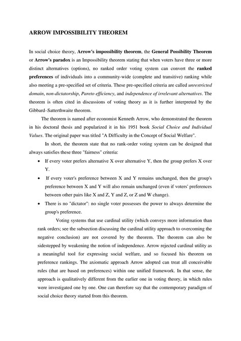Solution Arrow Impossibility Theorem Studypool