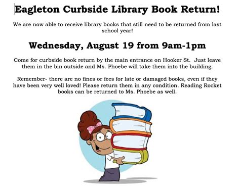 ¡regreso De Libros De La Biblioteca Eagleton Elementary