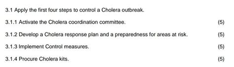 Solved 3 1 Apply The First Four Steps To Control A Cholera Chegg