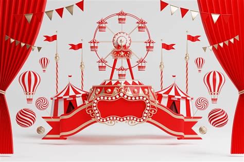 3d 놀이 공원 서커스 많은 놀이기구와 상점이 있는 카니발 박람회 테마 연단 서커스 텐트 3d 그림 서커스 오락 행사에 대한