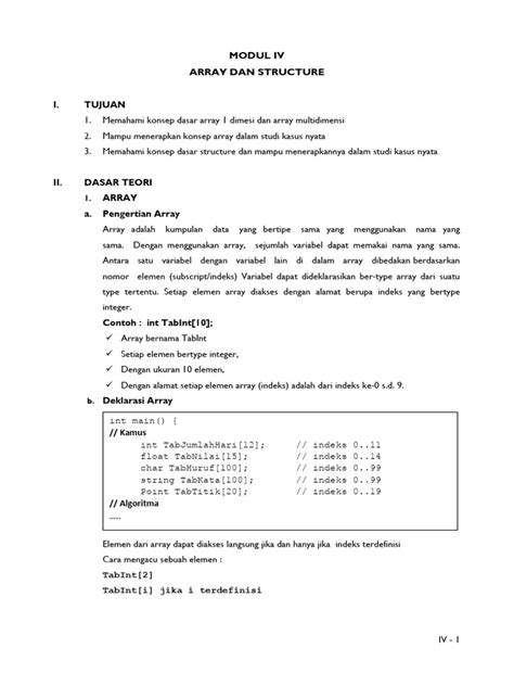 Modul 04 Array Dan Struct Pdf
