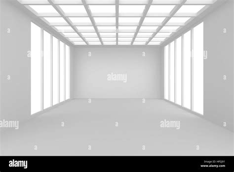 Abstract Architecture White Room Interior With Walls And Ceiling From