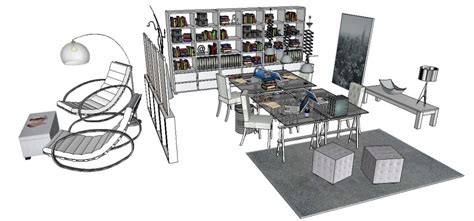 Corporate Office Furniture 3d Blocks Cad Drawing Details Skp File