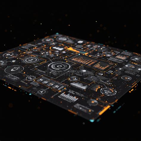 A Futuristic Digital Interface Displays An Array Of Information And Data Visualizations Stock