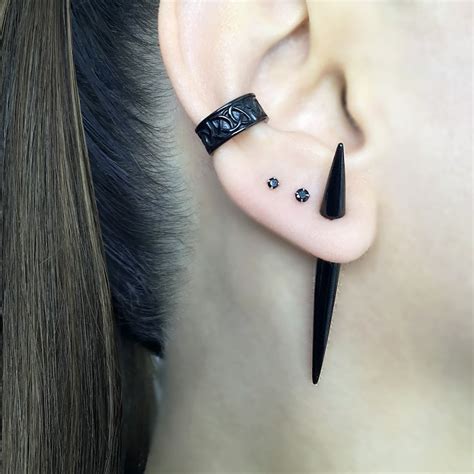 Spike Earring Long Spike Earrings Black Earrings Front Back Earrings