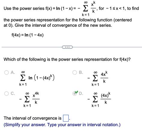 Solved Use The Power Series Fxln1−x−∑k1∞kxk For