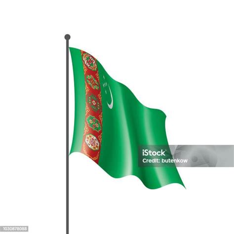 투르크메니스탄 플래그 흰색 배경 벡터 일러스트 레이 션 0명에 대한 스톡 벡터 아트 및 기타 이미지 0명 3차원 형태 국기 Istock