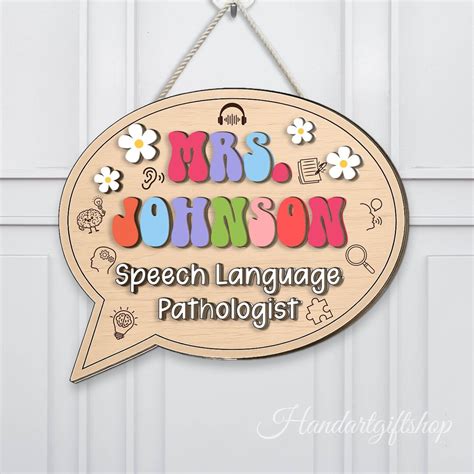 Speech Pathologist 3d Door Sign Appreciation Slp Teacher Ts Speech