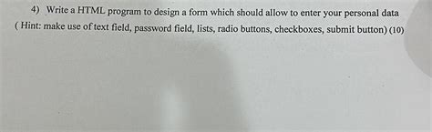 Solved HTML Programming Write The HTML Code To Insert An Chegg Com