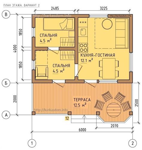 Одноэтажный каркасный дом с односкатной крышей 6 на 6 36м2 построить в