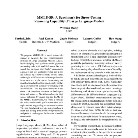 Mmlu Sr A Benchmark For Stress Testing Reasoning Capability Of Large Language Models Acl