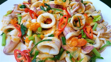 กับข้าวกับปลาโอ 634 หมึกผัดไข่เค็มสูตรไม่ใส่น้ำพริกเผา หมึกสด กรอบมาก