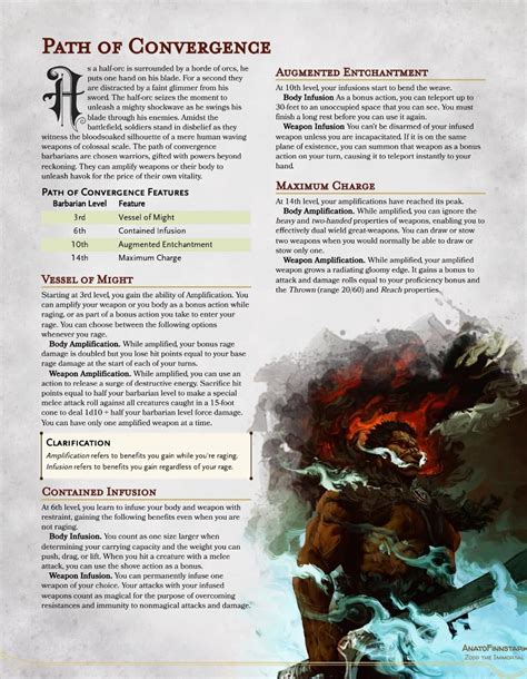 Barbarian Subclass Path Of Convergence R Dndhomebrew