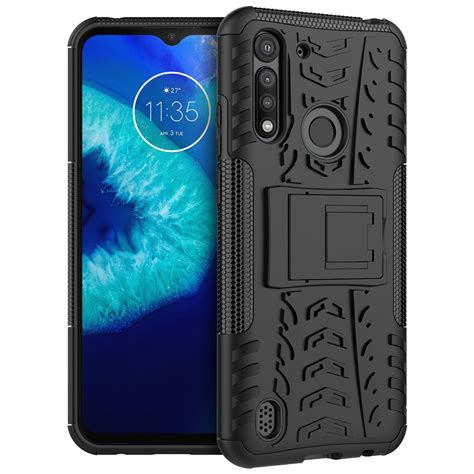 Dual Layer Rugged Shockproof Case For Moto G Power Lite Black