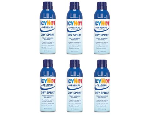 6 Pack Icy Hot Medicated Pain Relief Spray Maximum Strength 4oz Each