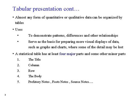Tabular Methods Statistical Tables 1 1 Tabular Methods