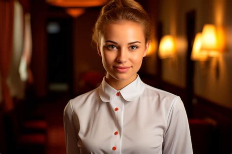 Premium Photo A Beautiful Maid With A European Appearance On The