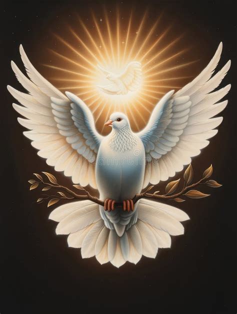 Dove Symbol Of The Holy Spirit In A Golden Light Stock Illustration