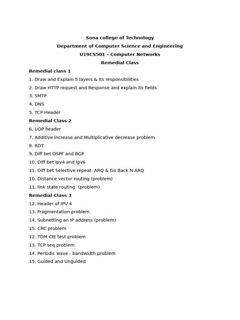 Remedial Class Questions Pdf