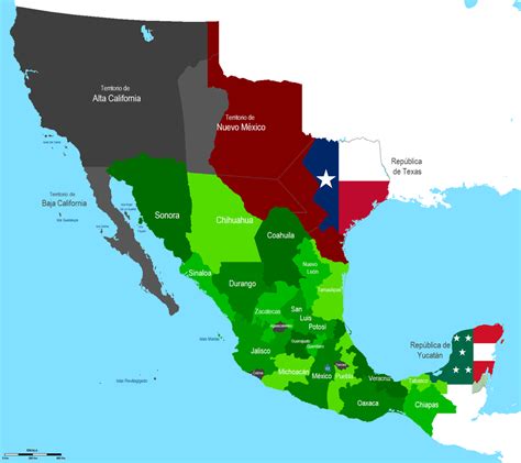 Guerra mexicano americana mapa do méxico antes e causas do embate Artofit