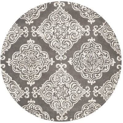 Glamour Glm568 Hand Tufted Indoor Area Rug Dark Greyivory 6 Round