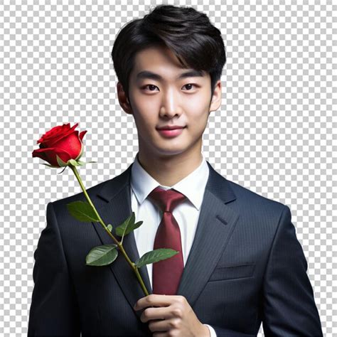 A Male Holding A Red Rose Premium Ai Generated Psd