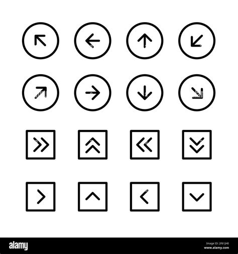 Arrows Set Pixel Perfect Editable Stroke Ui Icons Stock Vector Image Art Alamy
