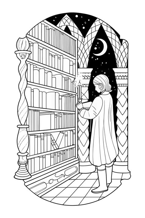 Creeper Exploring A Magical Library Coloring Page Free And Printable
