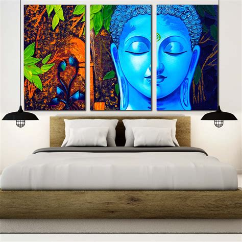 Buddha Face Canvas Wall Art Buddha Mind Soul 3 Piece Canvas Print Bl