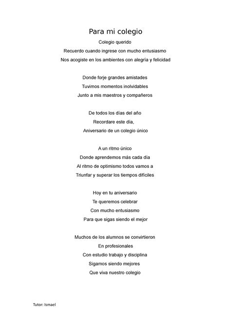 Poesia A Mi Colegio Pdf Poesia Ami Colegio Poema A Mi
