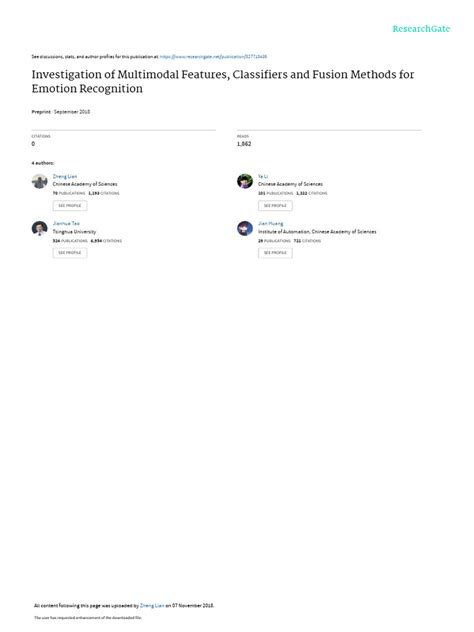 Investigationofmultimodalfeaturesclassifiersa Pdf Speech